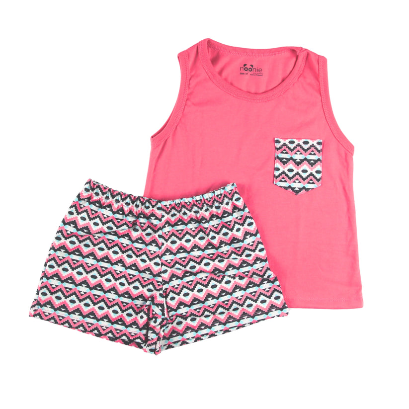 Noonie- Girls Terno (2-16Y) - Cotton Sando Tank & mini Shorts Set - Te ...